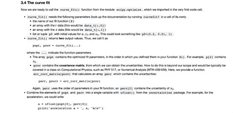 3 4 The Curve Fit Now We Are Ready To Call The Chegg Com
