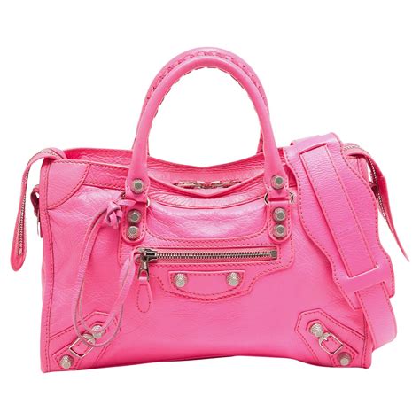 Balenciaga Neon Pink Leather Small Classic City Tote For Sale At 1stdibs