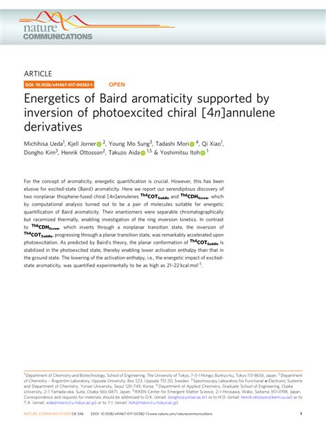 Pdf Energetics Of Baird Aromaticity Supported By Inversion Of