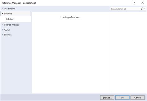 Reference Manager Doesn T List References On Projects Tab Issue Dotnet Project