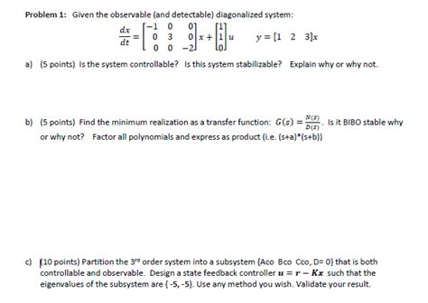 solved problem 1 given the observable and detectable