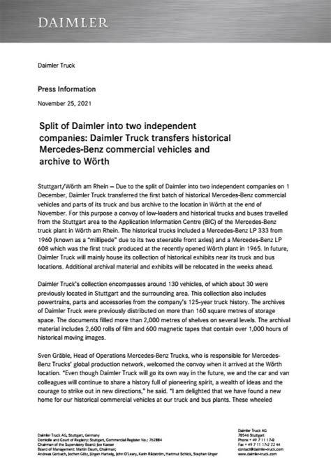 Pressrelease Daimler Truck