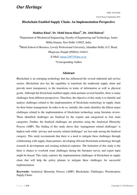 PDF Blockchain Enabled Supply Chain An Implementation Perspective