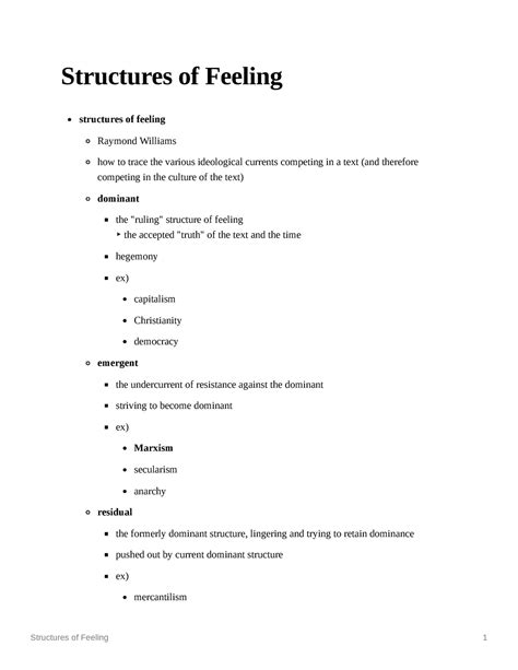 Engl 2230 Structures Of Feeling Structures Of Feeling 1 Structures Of