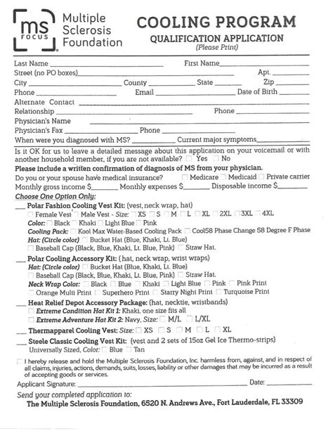 Cooling Program Qualification Application Ms Support Foundation
