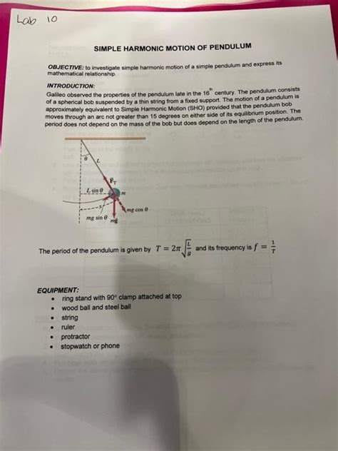 OBJECTIVE To Investigate Simple Harmonic Motion Of A Chegg
