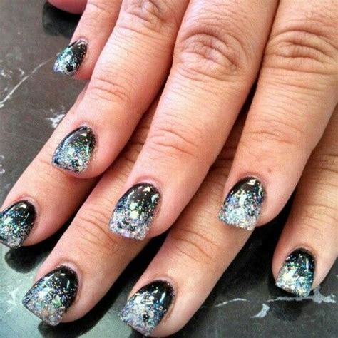 Acrylic Nails Black Glitter Acrylic Nails Nails Almond Nail