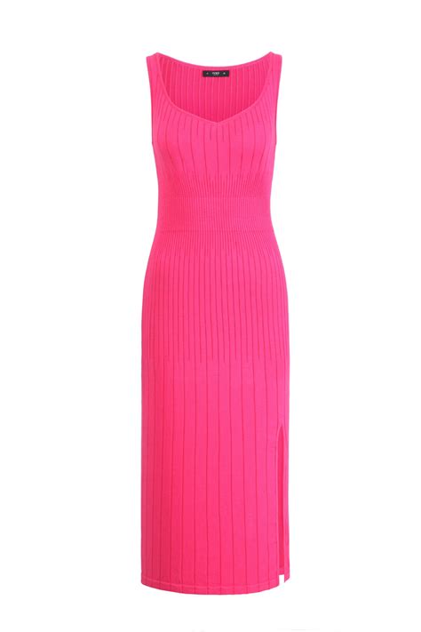 Sleeveless Dress Structure Pattern Pink Dresses And Skirts Ivko