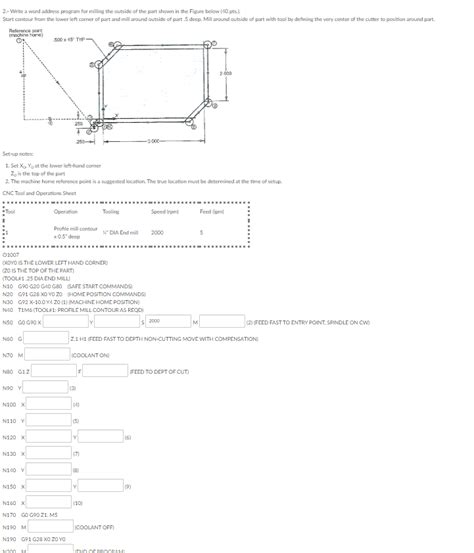 Solved 2 Write A Word Address Program For Milling The