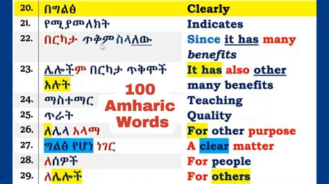 100 Frequently Used Amharic Words And Phrases For Beginners
