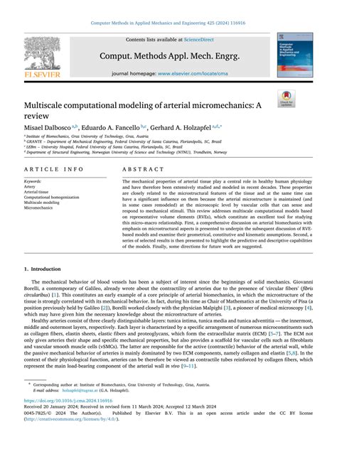 PDF Multiscale Computational Modeling Of Arterial Micromechanics A Review