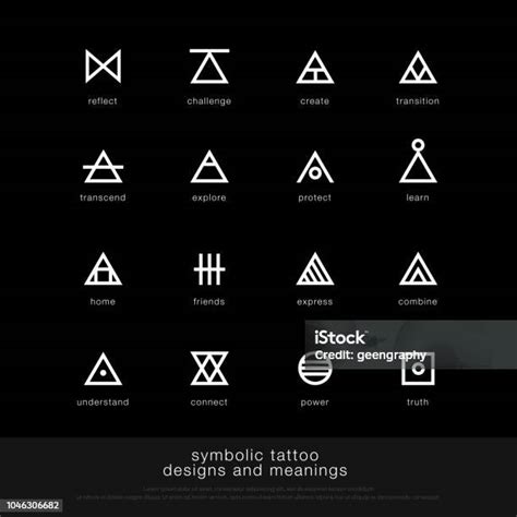 상징적인 문신 디자인 및 의미입니다 미니 멀 그래픽 문신 아이콘 기호 그래픽 디자인 템플릿입니다 벡터 일러스트 레이 션 고대의에 대한 스톡 벡터 아트 및 기타 이미지