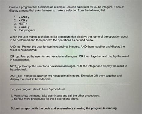 Solved Create A Program That Functions As A Simple Boolean Chegg