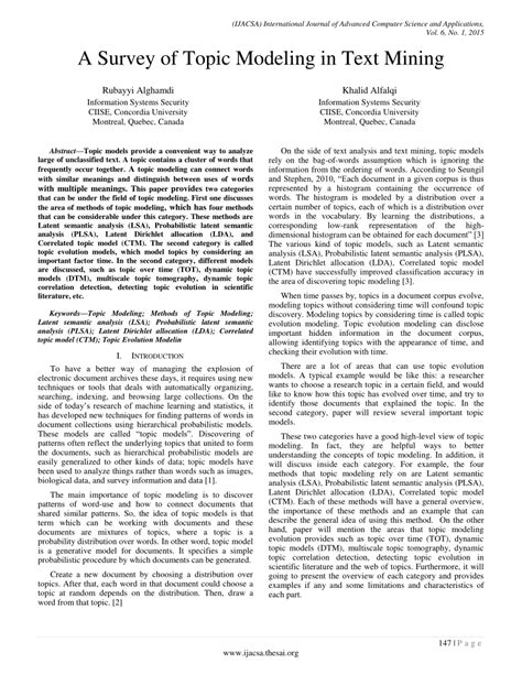 pdf a survey of topic modeling in text mining