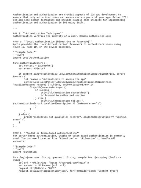 Ios Authentication And Authorization Techniques Pdf Authentication