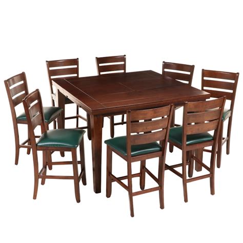 Nine Piece Hardwood Counter Height Dining Set Everything But The House