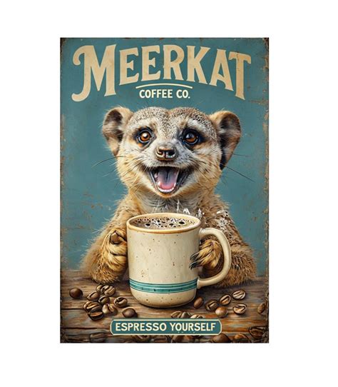 Meerkat Coffee Co Metal Sign Meerkats Plaque Meerkats Sign Etsy