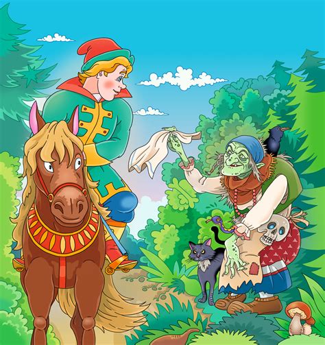 Иллюстрация Иван царевич и баба яга в стиле детский