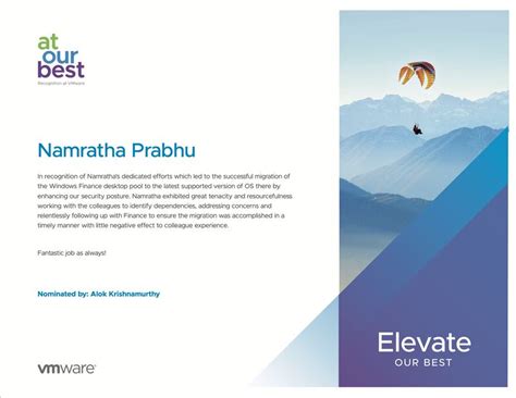 Namratha Prabhu On Linkedin Vmware Recognition