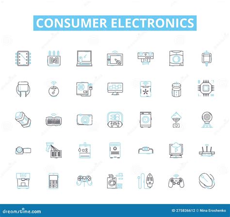 Consumer Electronics Linear Icons Set Smartph Tablet Laptop