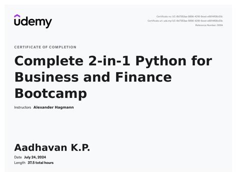 Completed Python Course For Finance Professionals Aadhavan Kp Posted