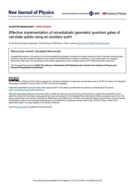 Pdf Effective Implementation Of Nonadiabatic Geometric Quantum Gates