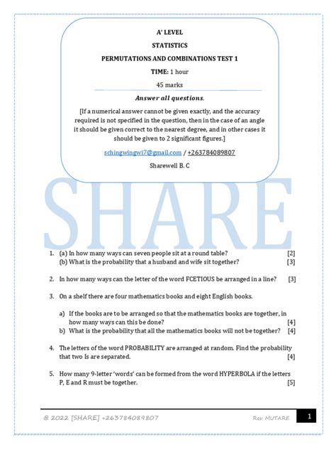 Share Full Permutations And Combinations Tests And Solution 1 4