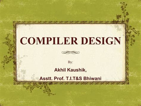 Compiler Design Basics Ppt Programming Languages Computing