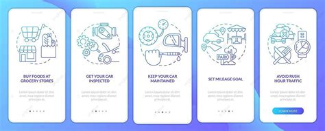Blue Gradient Onboarding Mobile App Screen Featuring Tips For A Successful Road Trip Vector