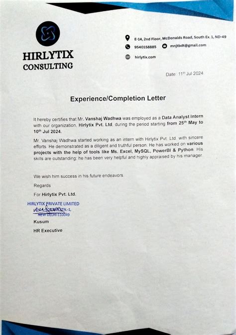 Vanshaj Wadhwa On Linkedin Dataanalysis Internshipexperience