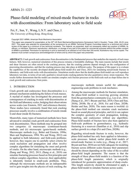 Pdf Phase Field Modeling Of Mixed Mode Fracture In Rocks With