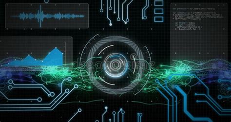 animation of circular scanner and processing data on interface over