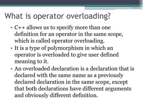 Operator Overloading Binary Ppt Operator Overloading Binary Ppt
