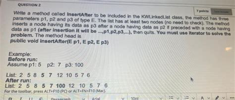 solved question 2 7 points write a method called insertafter