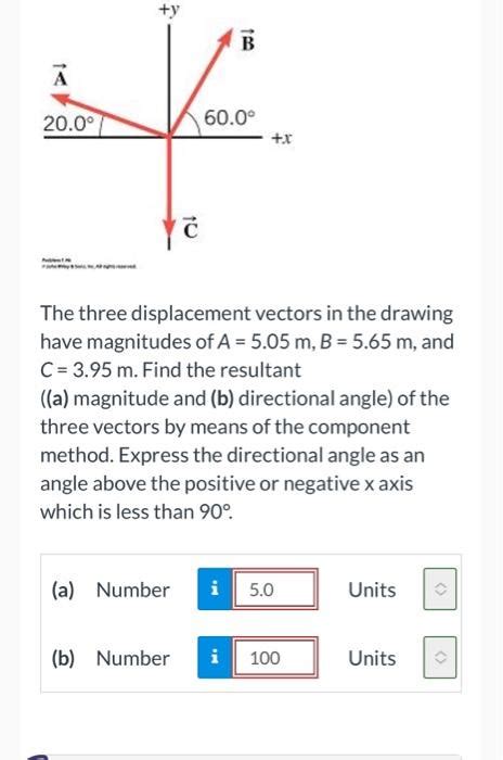 Solved The Three Displacement Vectors In The Drawing Have Chegg Com