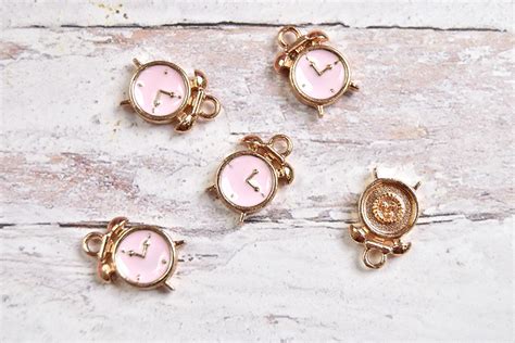 Mini Clock Charm Pink Set Of 5 The Ornament Girls Market