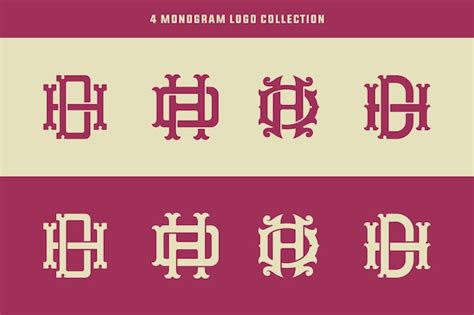 Premium Vector Monogram Collection Letter Dh Or Hd With Interlock