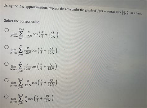 solved using the ln approximation express the area under