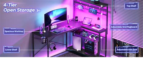 Bestier Computadora Para Juegos En Forma De L Con Tomas De Corriente Computadora De