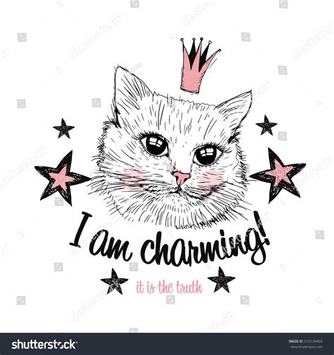 Cute Cat Princess Illustration Isolated On Stock Vector Royalty Free