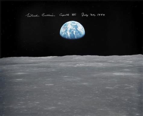 Bonhams Apollo 11 Earth Rise Signed By Michael Collins Large Format