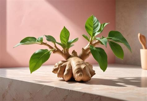 A Plant With A Roots Growing Out Of It Is On A Table Premium Ai