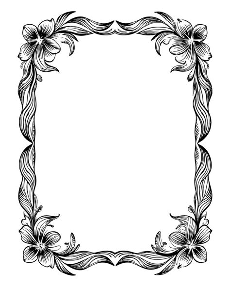Floral Vintage 01 Mm Vertical Rectangle Frame Vector Illustration Engraving Premium Ai