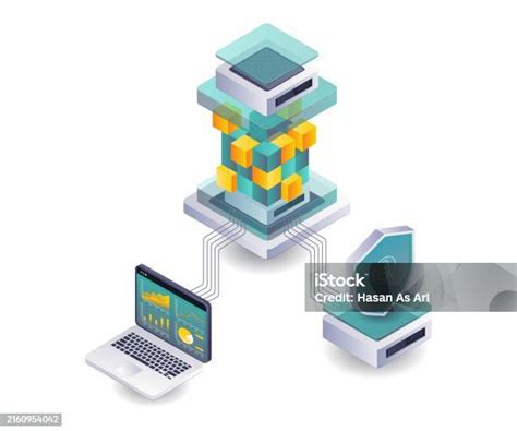 Security Analysis Of Blockchain Server Technology Stock Illustration