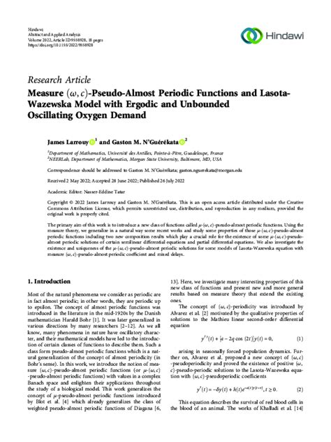 Pdf Measure ω C Pseudo Almost Periodic Functions And Lasota