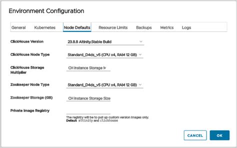 Configuring Node Defaults Altinity® Documentation