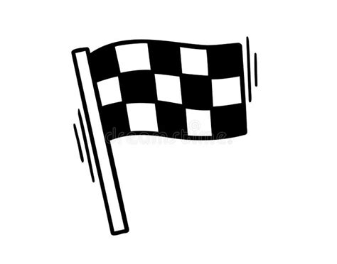 Racing Flag Icon Doodle Hand Drawn Outline Drawing Racing Flag Line Clipart Symbol Stock