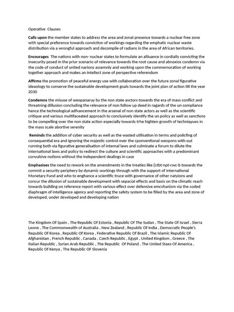 Operative Clauses Pdf Global Politics International Relations