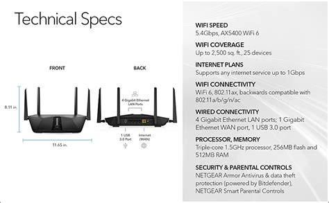 Netgear Nighthawk AX6 6 Steam WiFi 6 Router RAX50 AX5400 Wireless Speed Up To 5 4Gbps