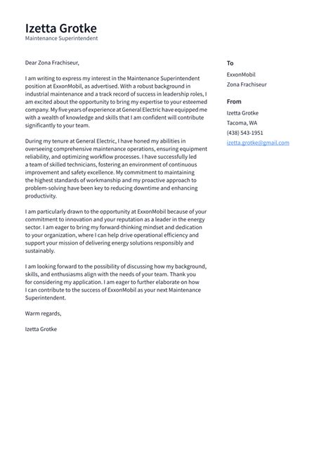 Maintenance Superintendent Cover Letter Examples And Templates